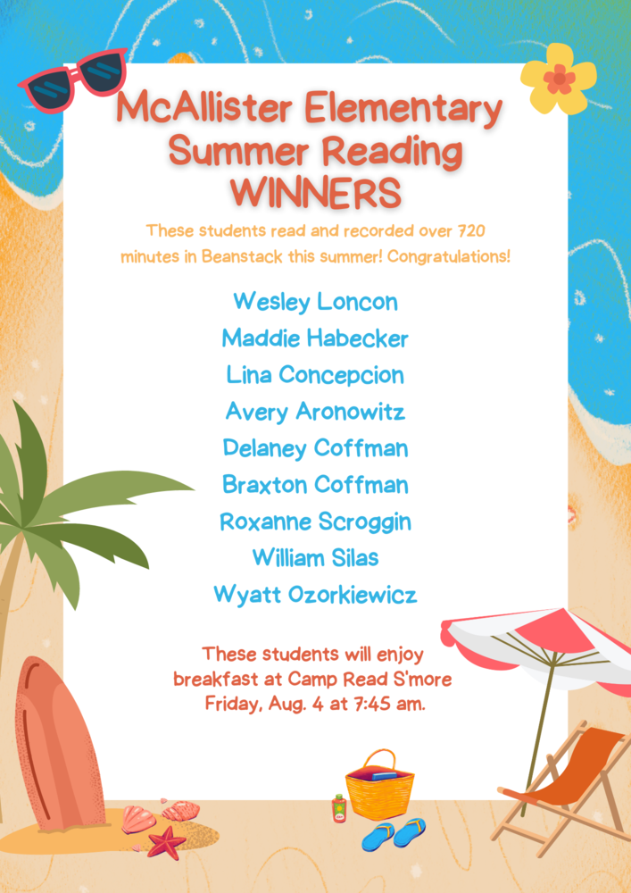 Summer Reading Challenge Winners | McAllister Elementary School