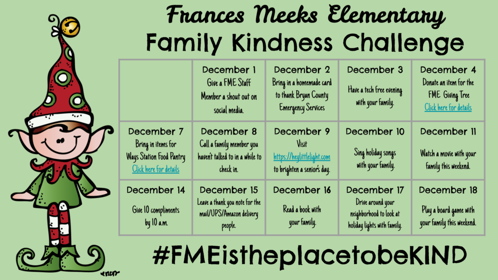 Family Kindness Challenge | Frances Meeks Elementary School